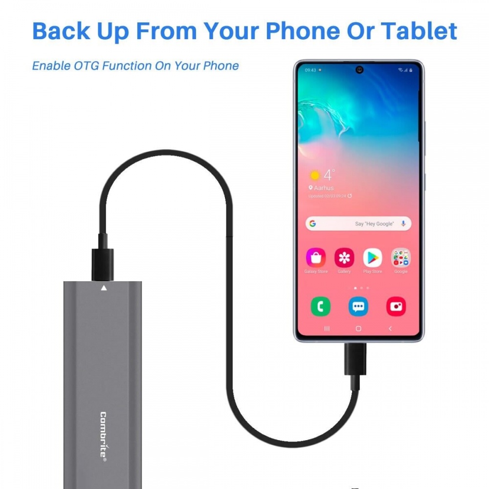 Combrite M.2 NGFF SSD Enclosure USB-C 3.2 Ultraspeed External HDD Caddy ...